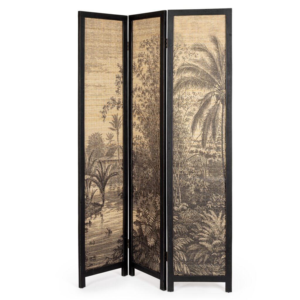 Biombo Shanghái - Biombo decorativo de bambú - Biombo negro